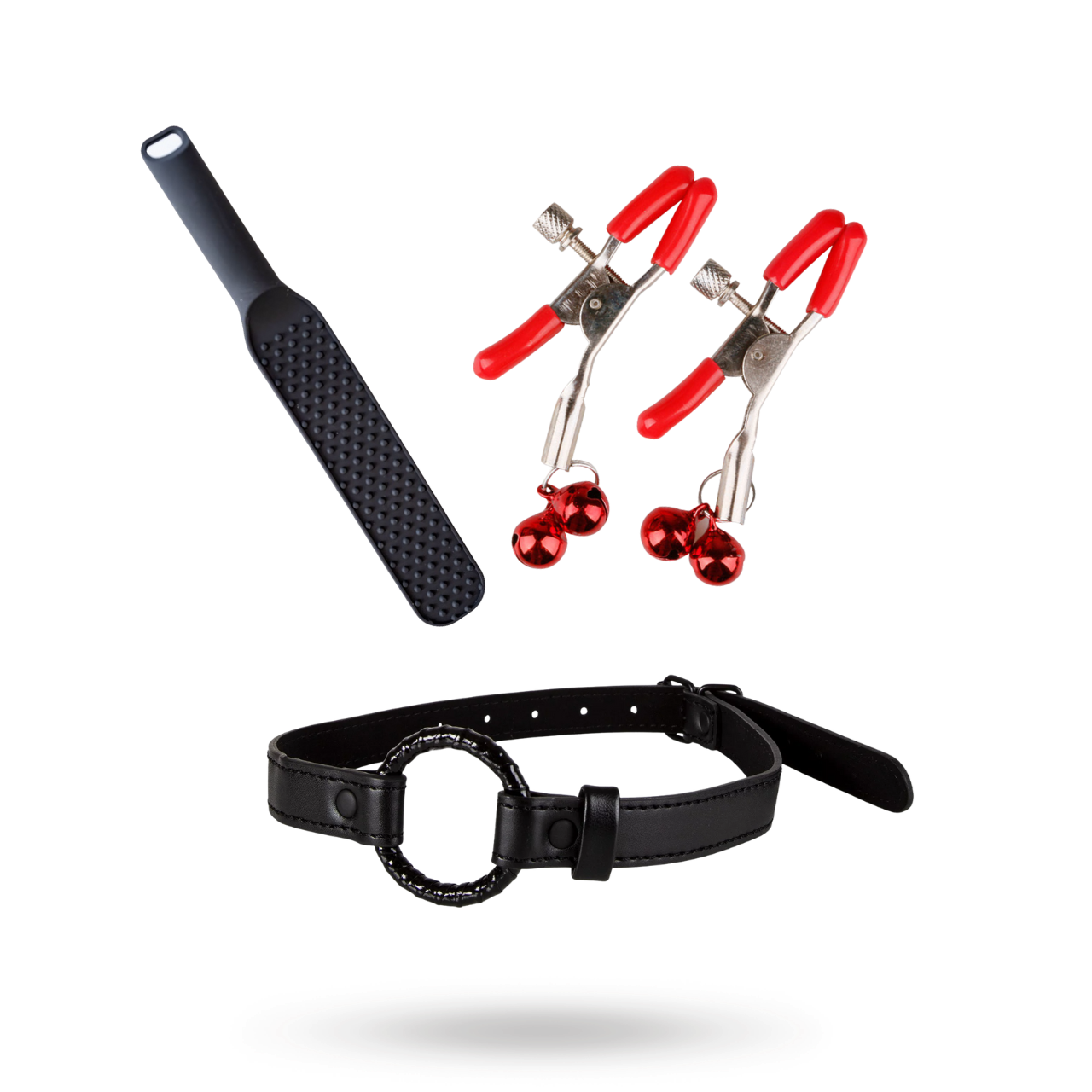 Gag, Clamps & Paddle BDSM Kit - Diskret levering